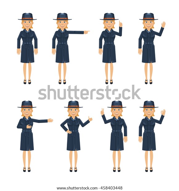 Set Female Detective Characters Showing Different Stock Vector (Royalty ...