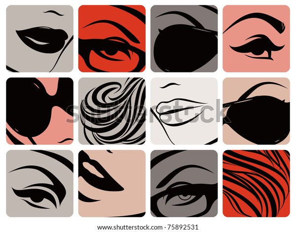Set Female Face Parts Vector Illustration Stock Vector (Royalty Free ...