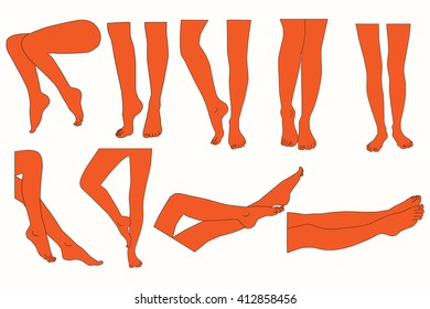 Set Female Legs Different Variants Silhouette Stock Vector (Royalty ...