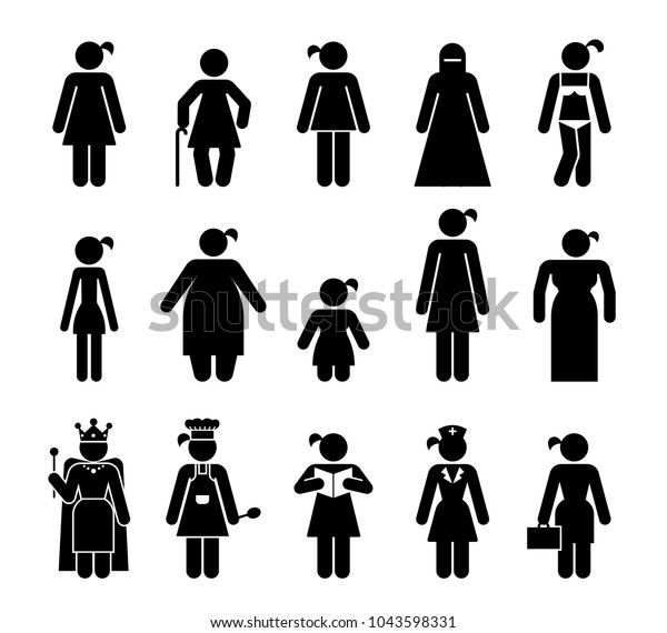 Set Female Pictograms That Represent Various: เวกเตอร์สต็อก (ปลอดค่า ...