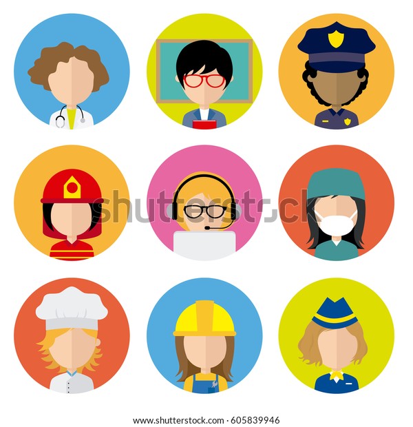 Set Female Workers Uniform Style Icons Stock Vector (Royalty Free ...