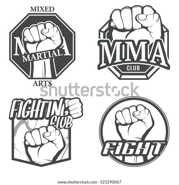 Set of fighting icons, MMA labels, logos, fight club badges, signs and ...