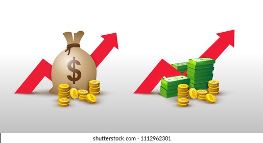 Set Financial Performance Dollar Business Productivity Stock Vector ...