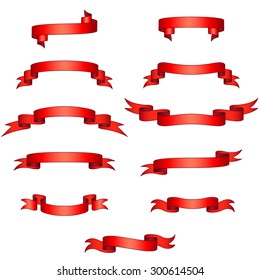 Set Fine Red Ribbon Labels Vector Stock Vector (Royalty Free) 300614504 ...