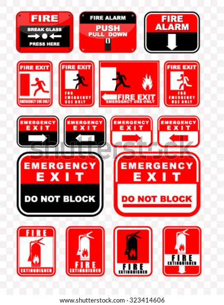 Set Fire Alarm Sticker Stock Vector (Royalty Free) 323414606
