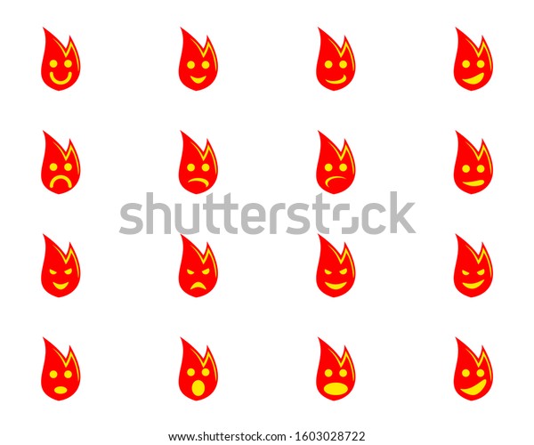 Set Fire Flame Emoji Icons Different Stock Vector (Royalty Free ...