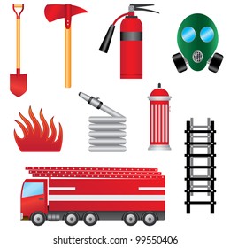 Set Fire Prevention Objects On White Stock Vector (Royalty Free ...