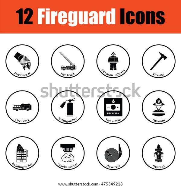 Set Fire Service Icons Thin Circle Stock Vector (Royalty Free ...