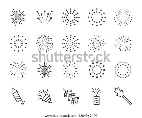 Set Firework Line Icons Stock Vector (Royalty Free) 1204969420 ...