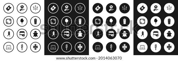 Set Fireworks Cotton Candy Ticket Popcorn Stock Vector (Royalty Free ...