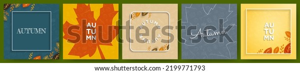 Set Five Colorful Autumnthemed Backgrounds Card Stock Vector (Royalty ...