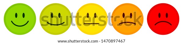 Set Five Colorful Faces Greent Red Stock Vector (Royalty Free) 1470897467