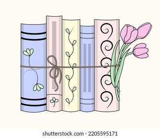 Set Five Cute Books Tied Rope Stock Vector (Royalty Free) 2205595171 ...