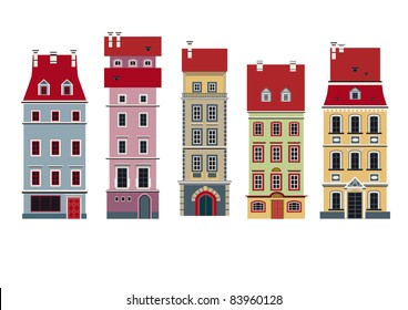 Set Five Houses Isolated On White Stock Vector (Royalty Free) 83960128 ...