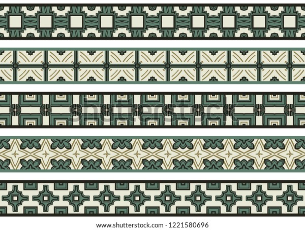 Set Five Illustrated Decorative Borders Made Stock Vector (Royalty Free ...