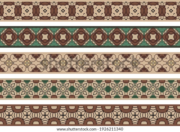 Set Five Illustrated Decorative Borders Made Stock Vector (Royalty Free ...