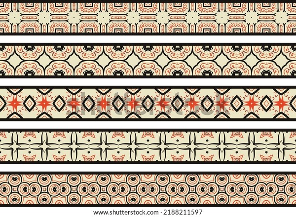 Set Five Illustrated Decorative Borders Made Stock Vector (Royalty Free ...