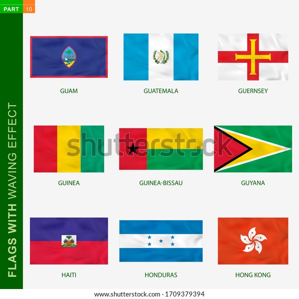 Set Flag Waving Effect National Flag Stock Vector (Royalty Free ...