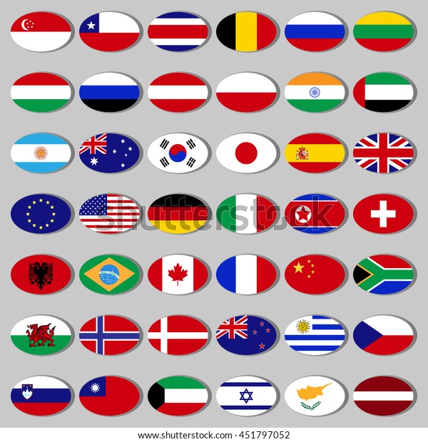 Set Flags Top Famous Country Flags Stock Vector (Royalty Free) 451797052