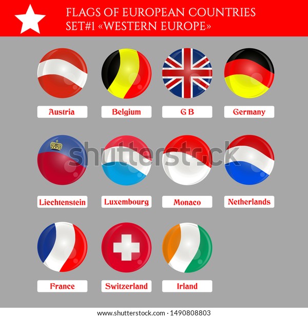 Set Flags Western Europe Stock Vector (Royalty Free) 1490808803 ...