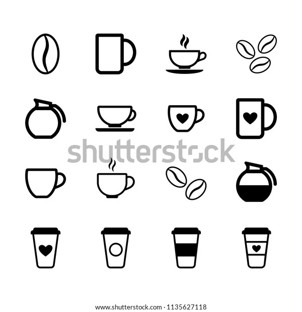 Set Flat Black Coffee Icons Vector Stock Vector (Royalty Free ...