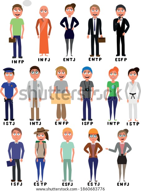 Set Flat Cartoon Characters Represents Personalities Stock Vector ...