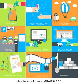 Set Flat Communication Concepts Illustrations Vector Stock Vector ...