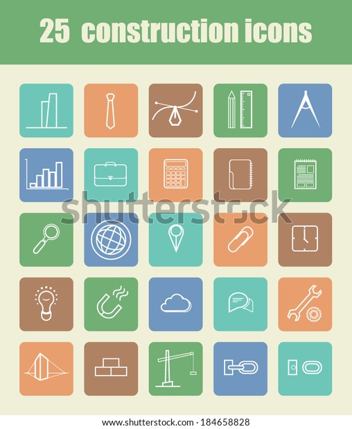 Set Flat Design Icons Construction Vector Stock Vector (Royalty Free ...