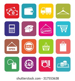 Set Flat Design Icons Shopping Ecommerce Stock Vector (Royalty Free ...