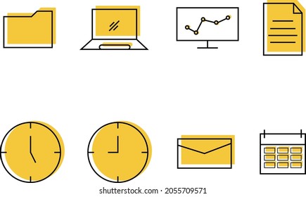 Set Flat Design Office Icons Isolated Stock Vector (Royalty Free ...