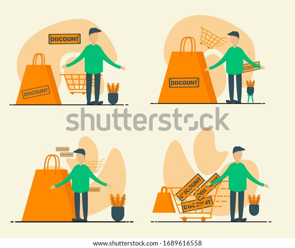Set Flat Design Shop Complete Character Stock Vector (Royalty Free ...
