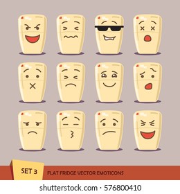 Set Flat Fridge Emoticons Isolated Vector Stock Vector (Royalty Free ...