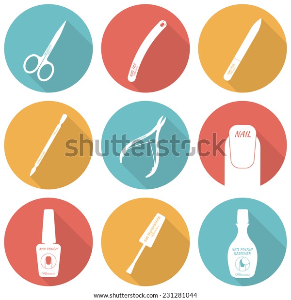 Set Flat Icons Accessories Nail Care Stock Vector (Royalty Free) 231281044