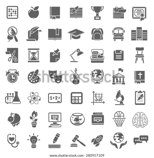 Set Flat Outline Monochrome Silhouette Vector Stock Vector (Royalty ...