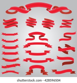 Set Flat Red Ribbons Red Ribbon Stock Vector (Royalty Free) 428596504