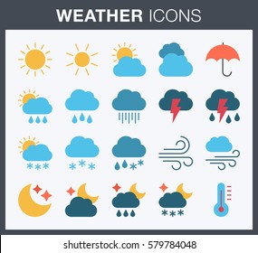 Set Flat Style Weather Icons Stock Vector (Royalty Free) 579784048 ...