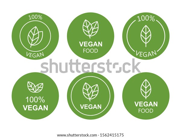 Set Flat Vegan Icon On White Stock Vector (Royalty Free) 1562415175 ...