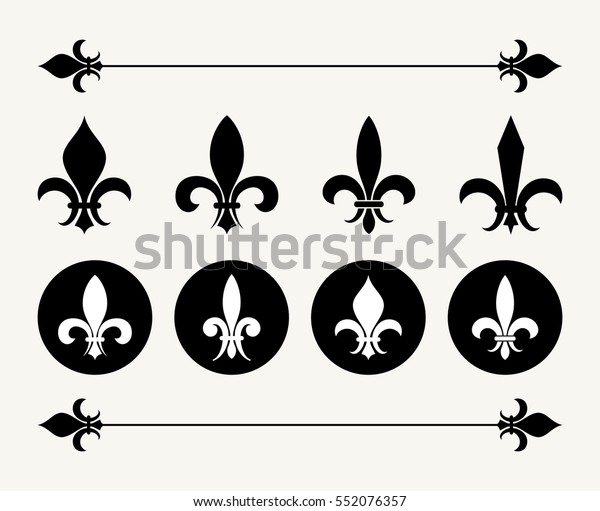 Set Fleur De Lys Design Elements Stock Vector (Royalty Free) 552076357 ...