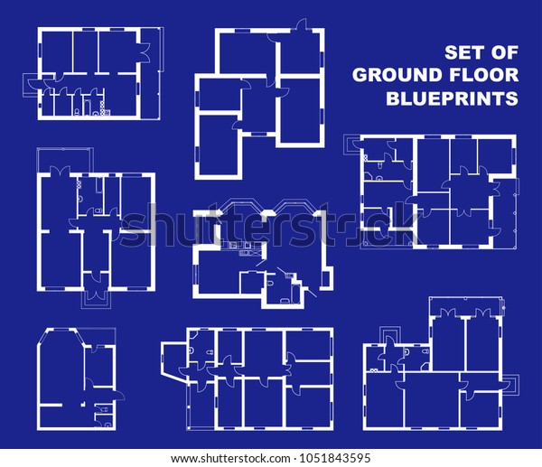 Set Floor Plans Blueprints Vector Unfurnished Stock Vector (Royalty ...