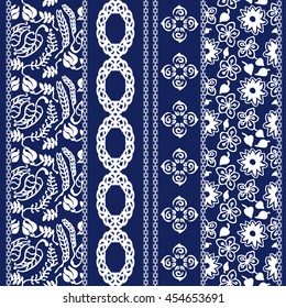 Set Floral Batik Borders Damask Seamless Stock Vector (Royalty Free ...