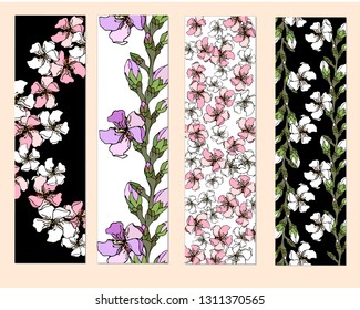 Set Floral Bookmarks Flyers Pink White Stock Vector (Royalty Free ...
