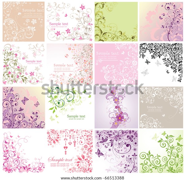 Set Floral Greeting Cards Stock Vector (Royalty Free) 66513388