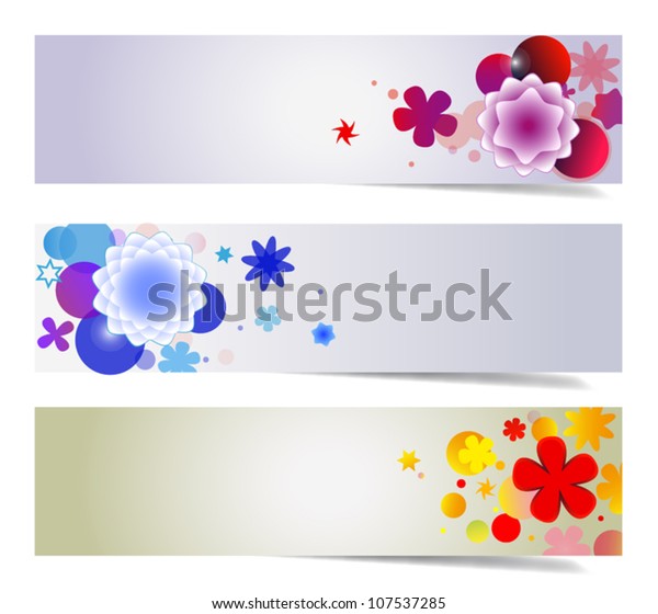 Set Floral Header Vector Illustration Stock Vector (Royalty Free ...