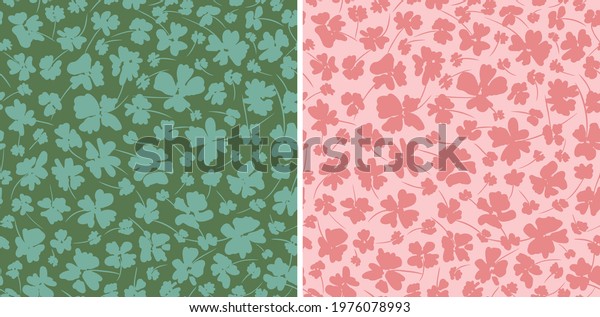 Set Floral Silhouette Seamless Repeat Pattern Stock Vector (Royalty ...