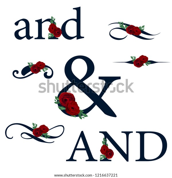Set Floral Words Navy Blue Color Stock Vector (Royalty Free) 1216637221 ...