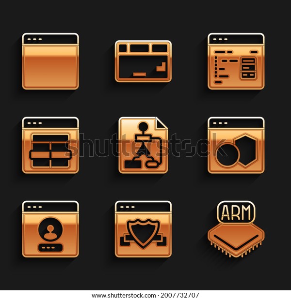 Set Flowchart Browser Shield Processor Software Stock Vector Royalty Free 2007732707