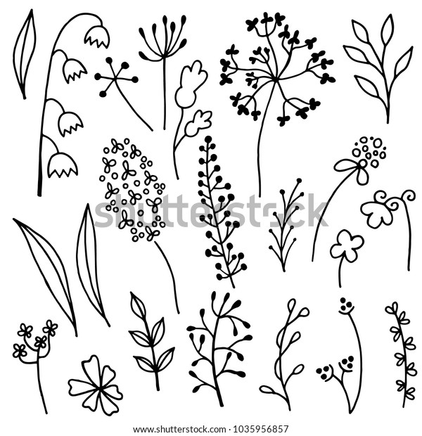 Set Flower Doodles Flower Doodle Vector Stock Vector (Royalty Free ...