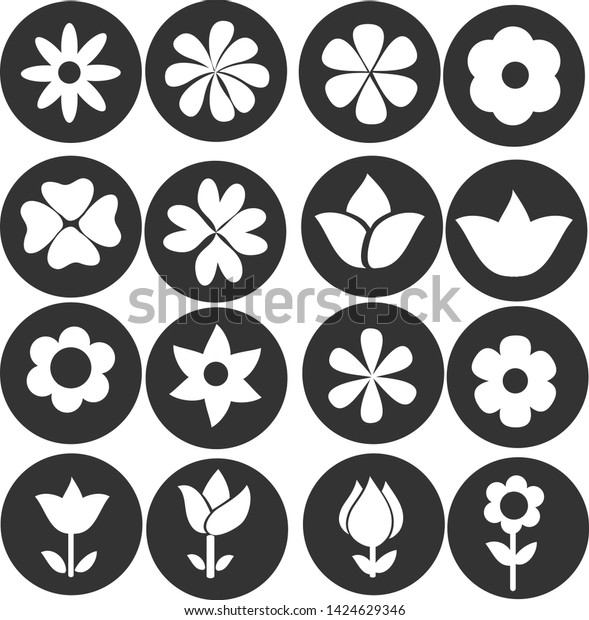 Set Flower Icon On White Background 스톡 벡터(로열티 프리) 1424629346 | Shutterstock