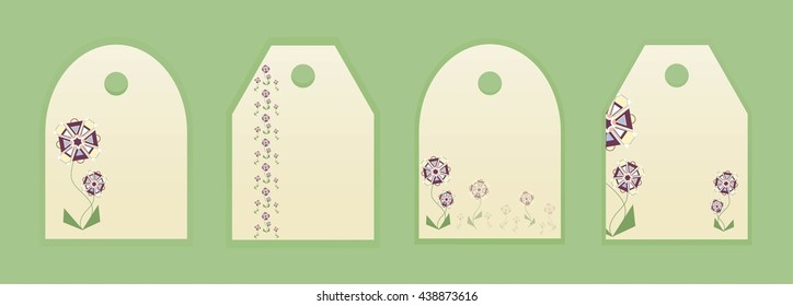 Set Flower Tag Template Geometric Flowers Stock Vector (Royalty Free ...
