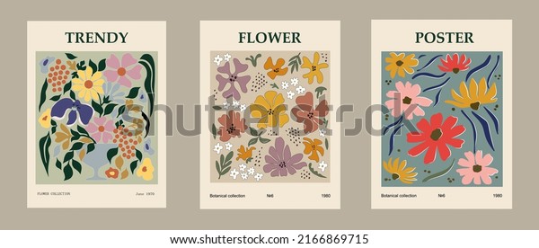 Set Flower Trendy Prints Abstract Floral Stock Vector (Royalty Free ...